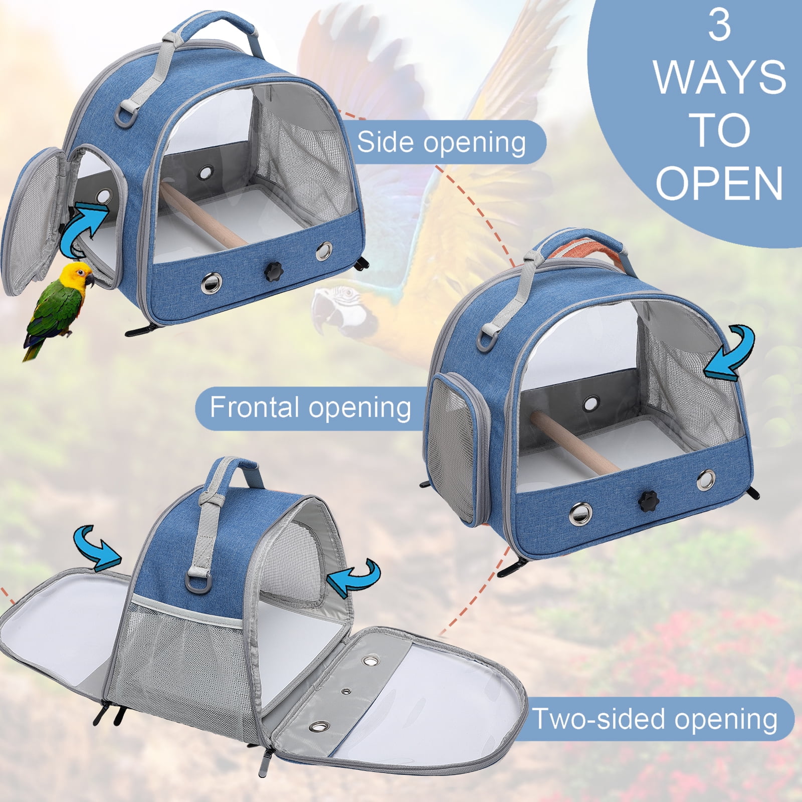 Small Bird Cage, Portable Small Bird Parrot Parakeet Carrier with ...