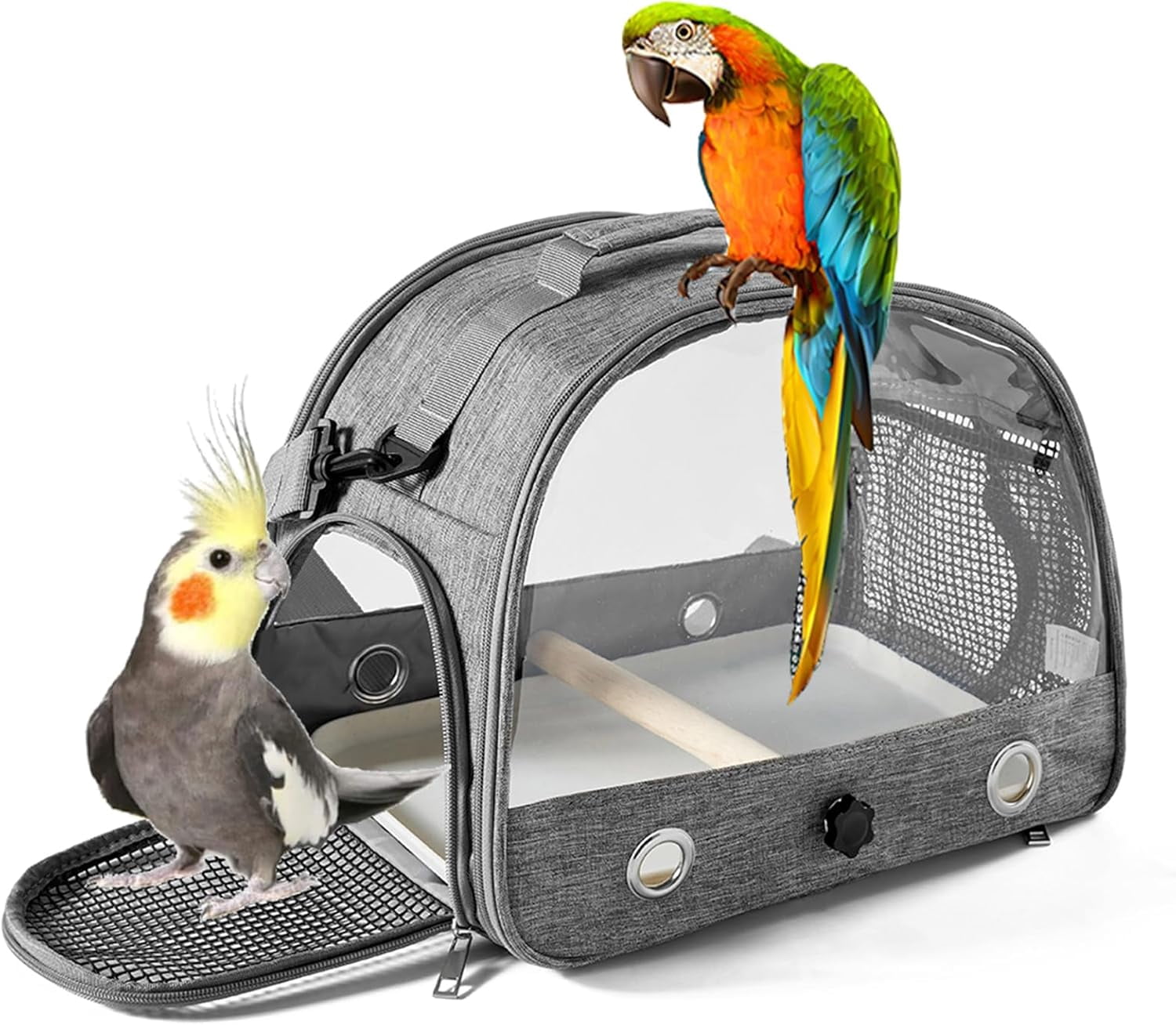 Small Bird Carrier Cage with Standing Perch & Tray Portable ...