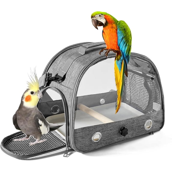 Small Bird Carrier Cage with Standing Perch & Tray Portable ...