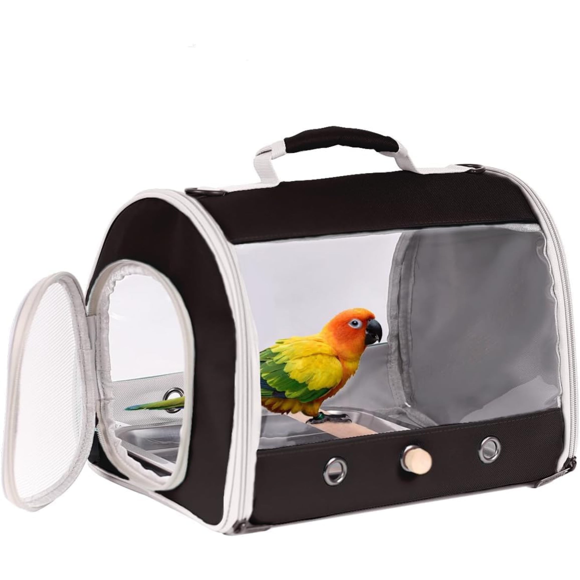 Small Bird Travel Cage Carrier, Portable Parrot Parakeet Carrier with ...