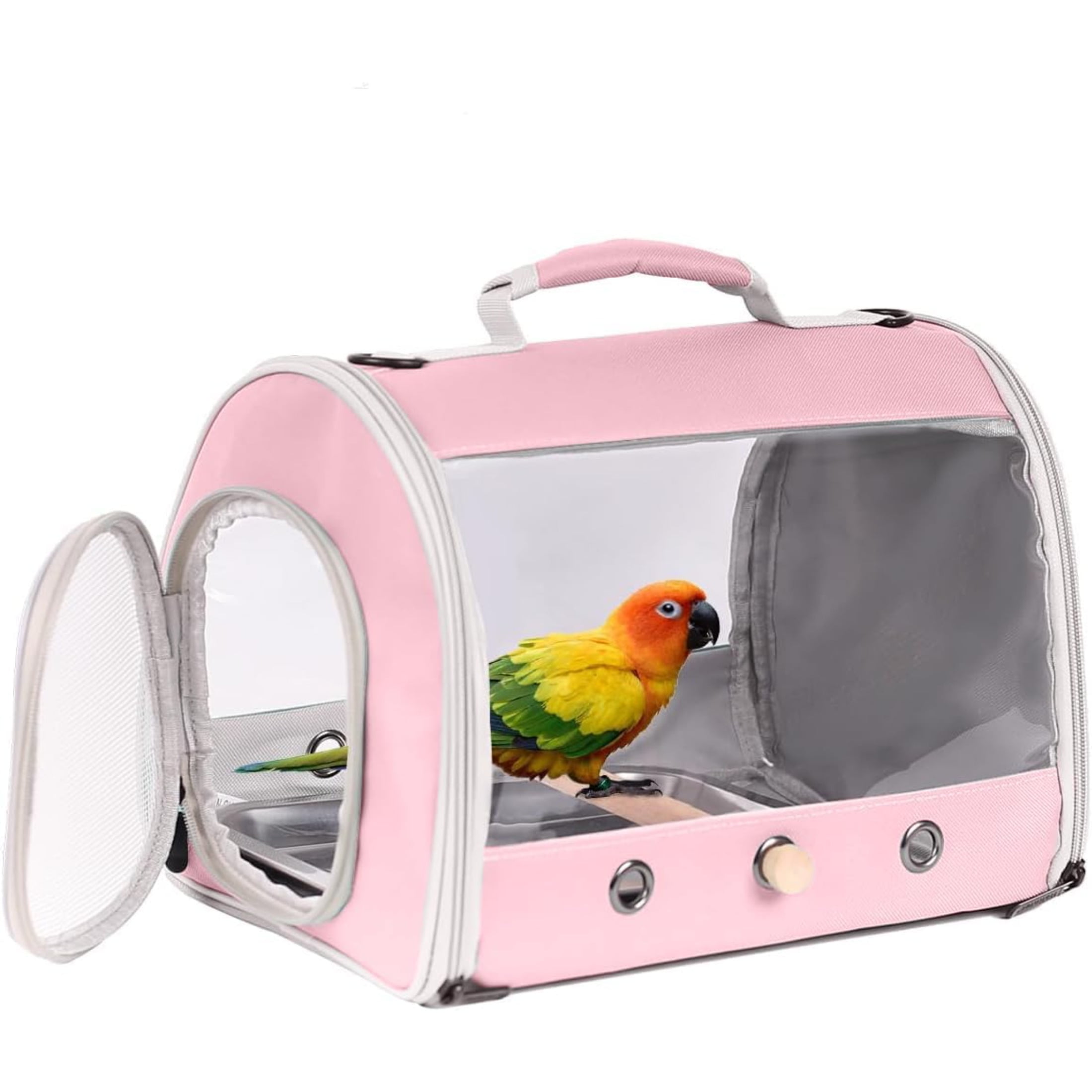 Small Bird Travel Cage Carrier, Portable Parrot Parakeet Carrier with ...