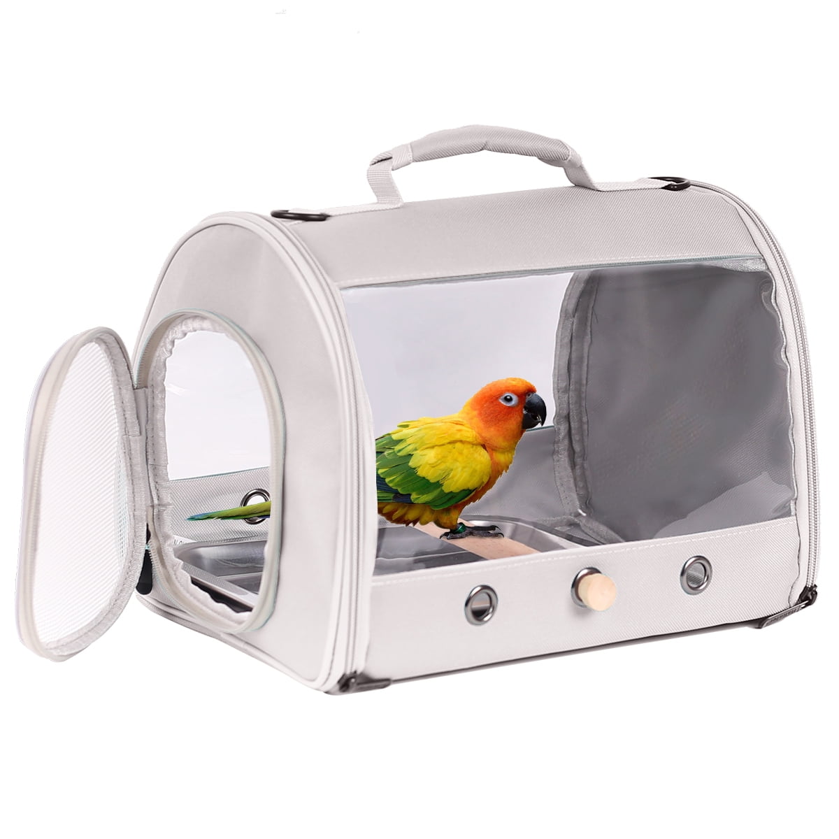 Small Bird Travel Carrier Cage for Parakeet Parrot, Includes Metal Tray ...