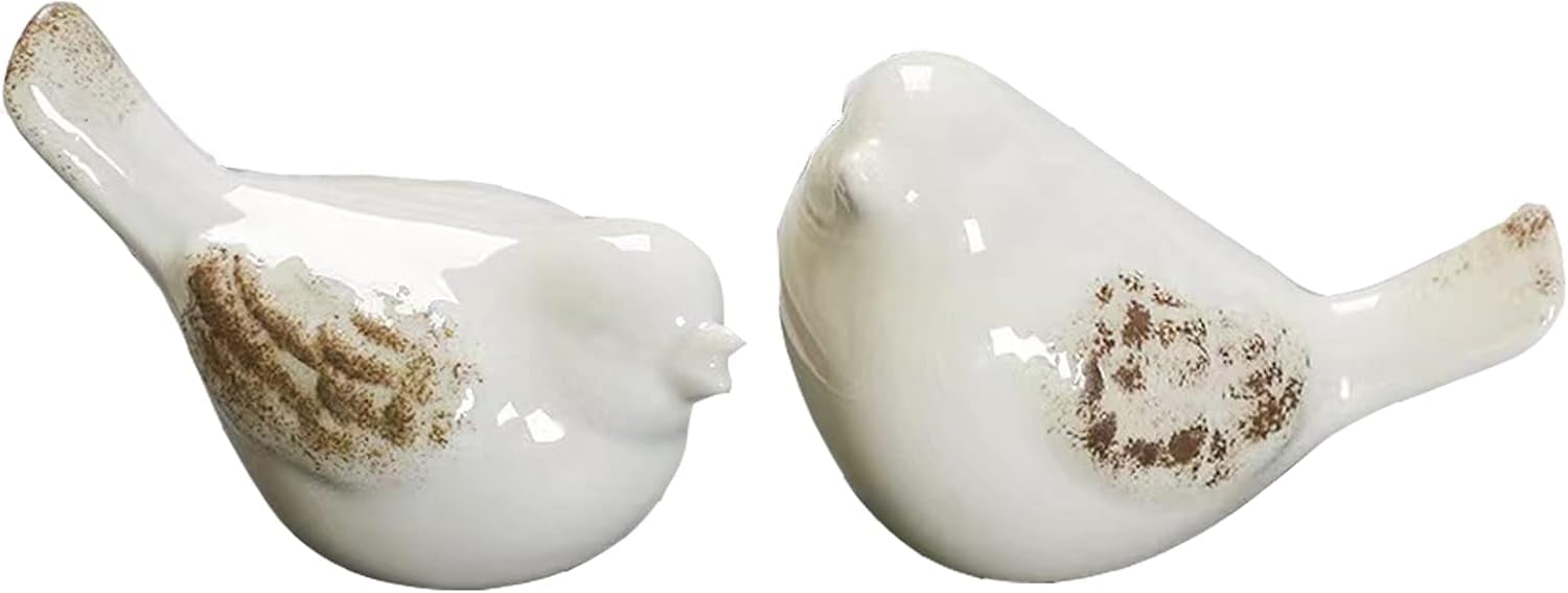 Small Birds Statues White Ceramic Home Decor Modern Style Decorative ...