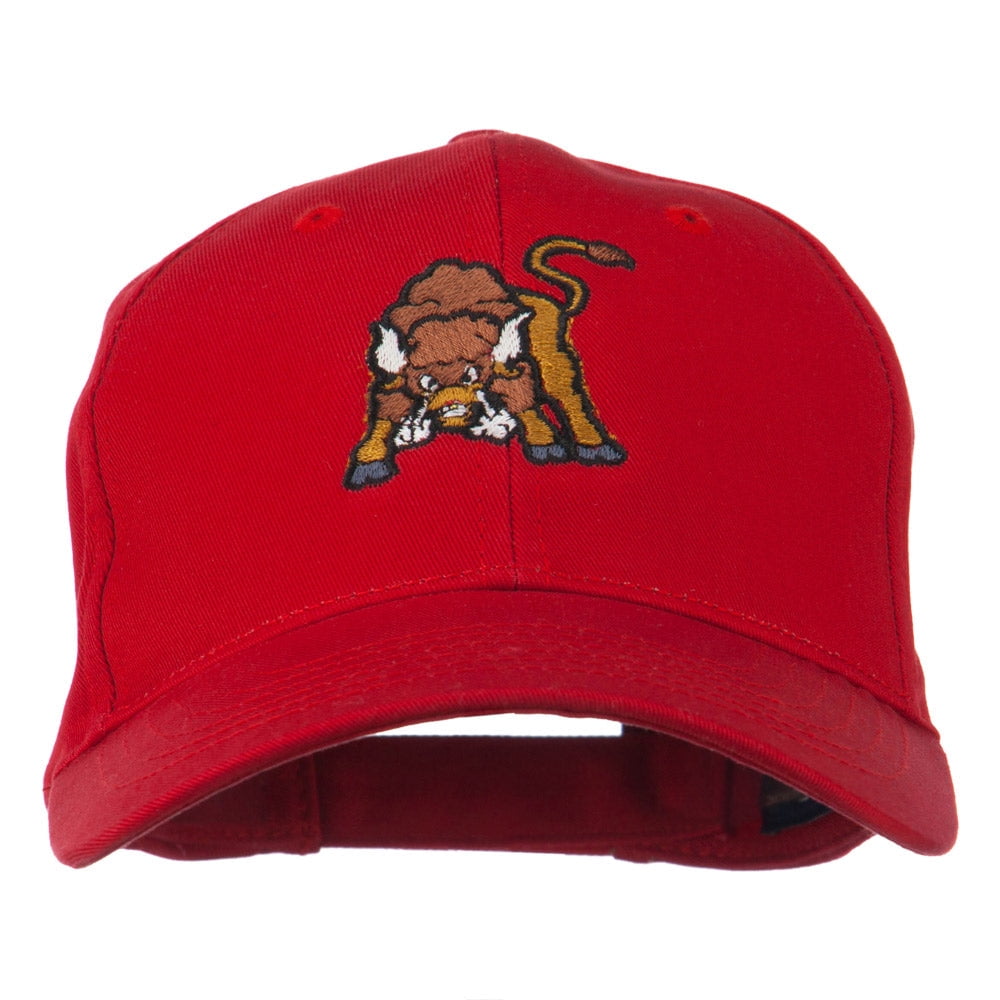 Small Bison Mascot Embroidered Low Profile Cap - Red OSFM - Walmart.com