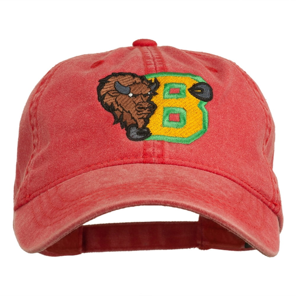 Small Bison Mascots Embroidered Washed Cap - Red OSFM - Walmart.com