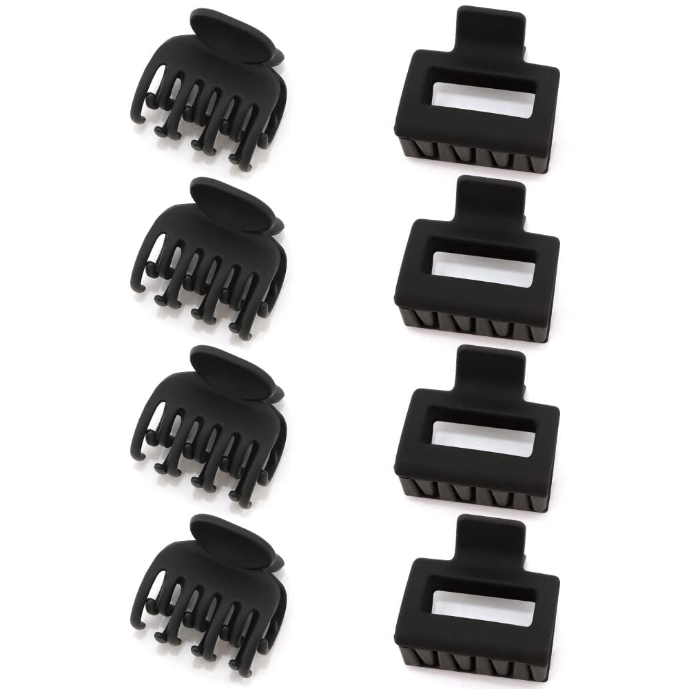 Small Black Clips, 8Pcs Cute 2" Square and 1.5" Double Row Teeth Matte ...