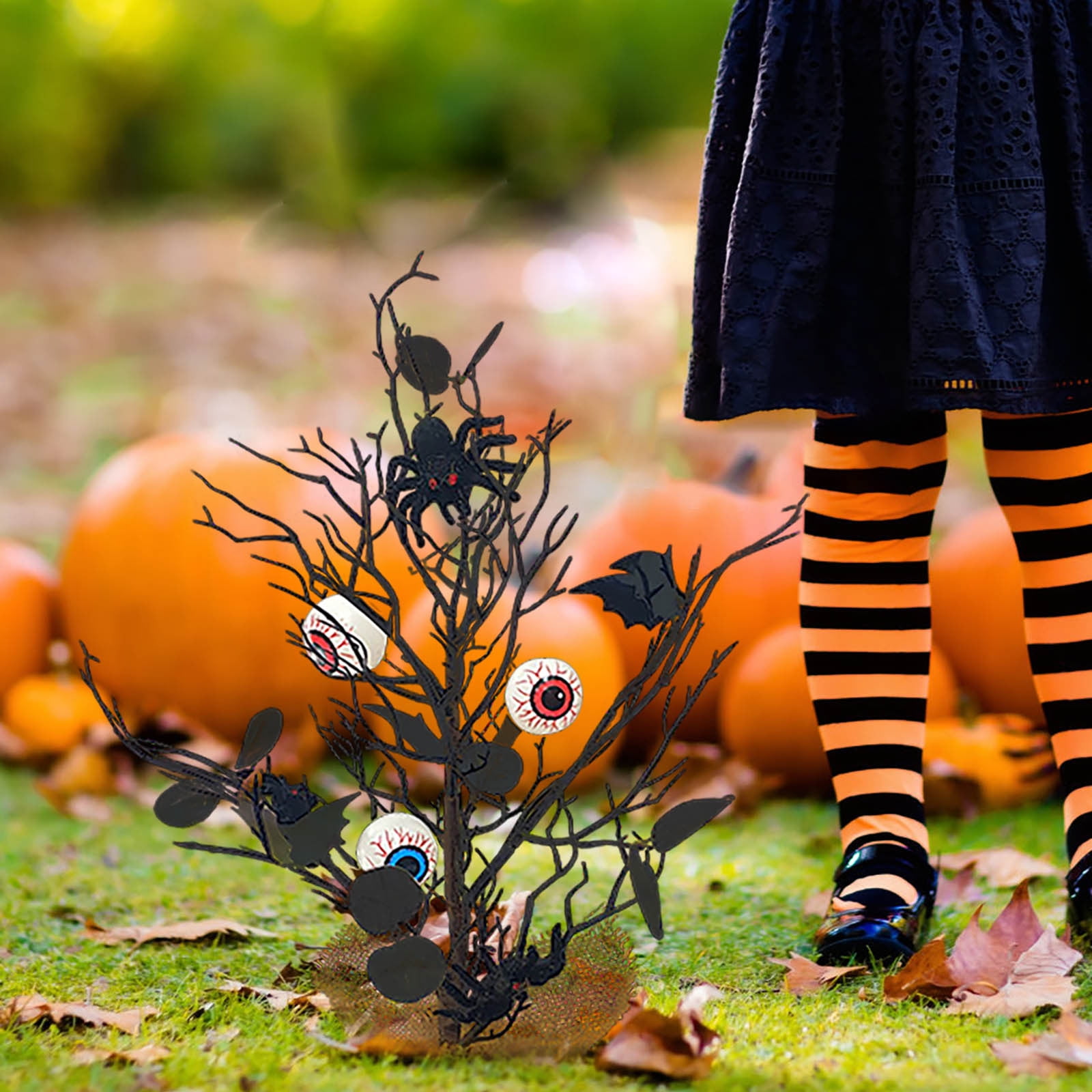 Small Black Halloween Tree - Table Top Halloween Artificial Tree for ...