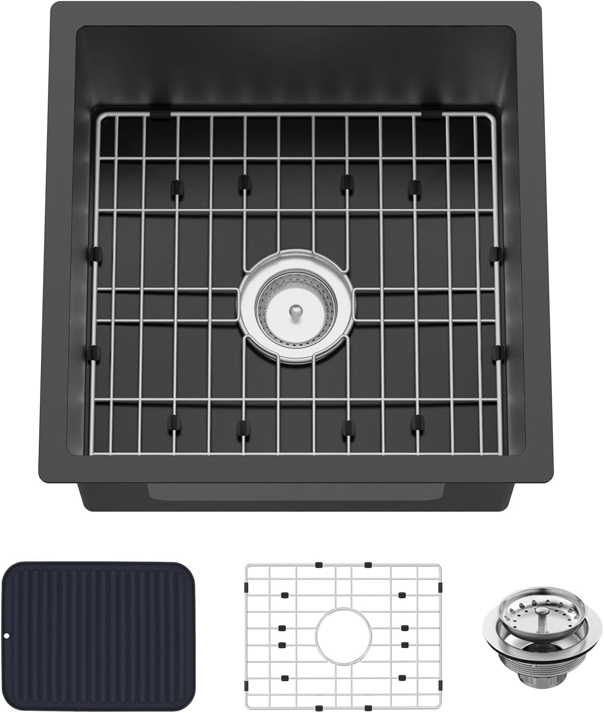 Small Black Kitchen Sink,18x18 Inch Stainless Undermount Drop In ...