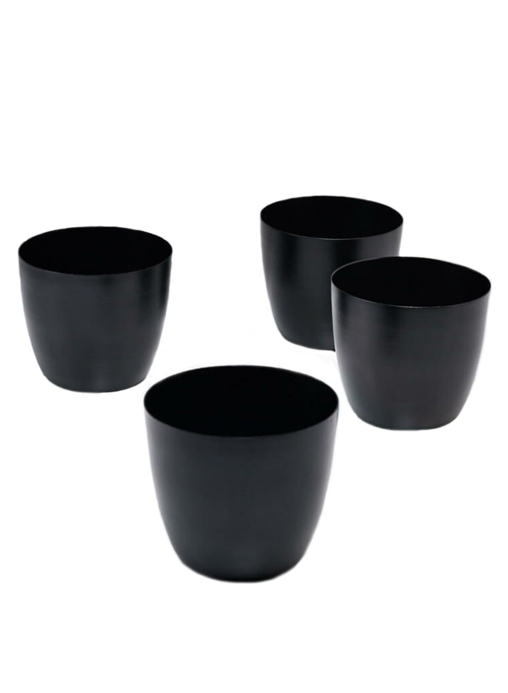 Small Black Modern Metal Cachepot - 4" Diameter & 3.5" Tall, Set of 4 ...
