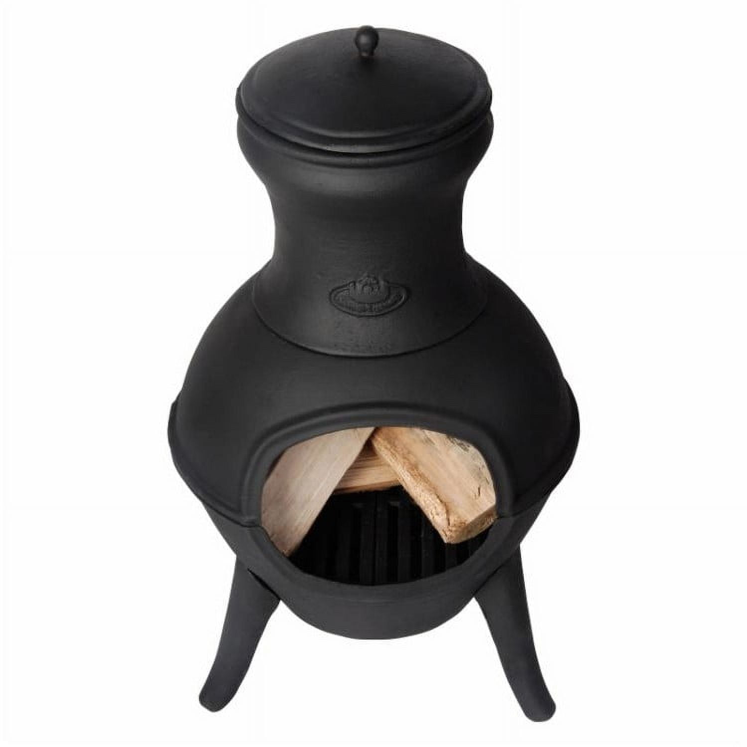 Small Black Outdoor Cast Iron Chimenea Wood Burning Fire Pit - Walmart.com