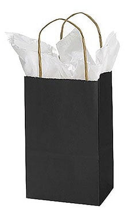 SSWBasics Small Black Paper Shopping Bags - 5 ¼”L x 3 ½”D x 8 ½”H ...
