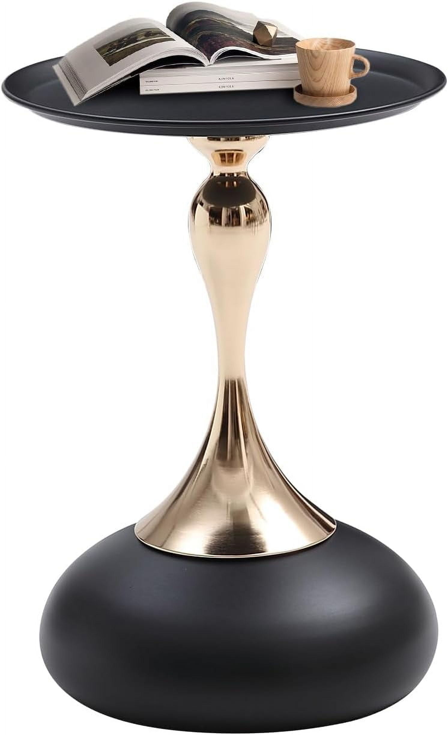 Small Black Round Side Table Pedestal for Small Spaces, Metal Unique ...