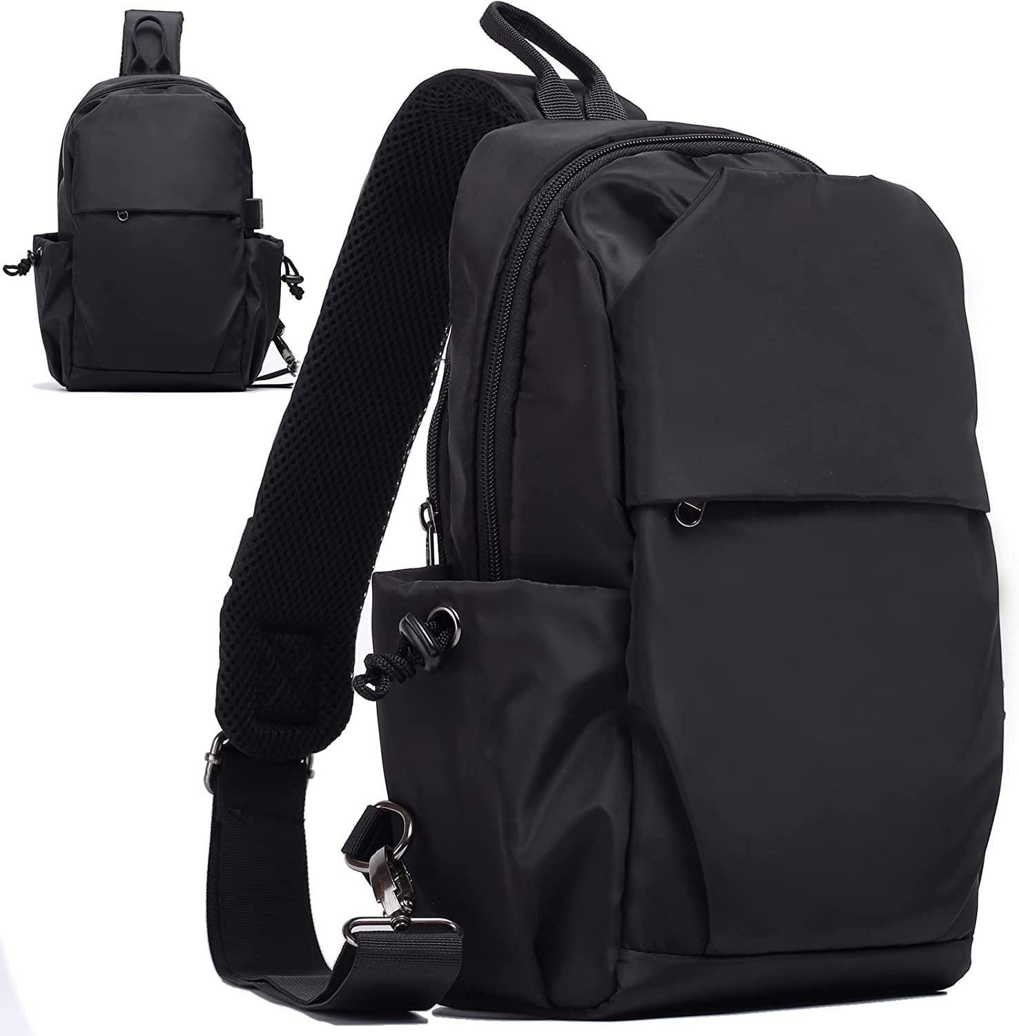 Small Black Sling Crossbody Backpack Shoulder Bag for Men Women ...