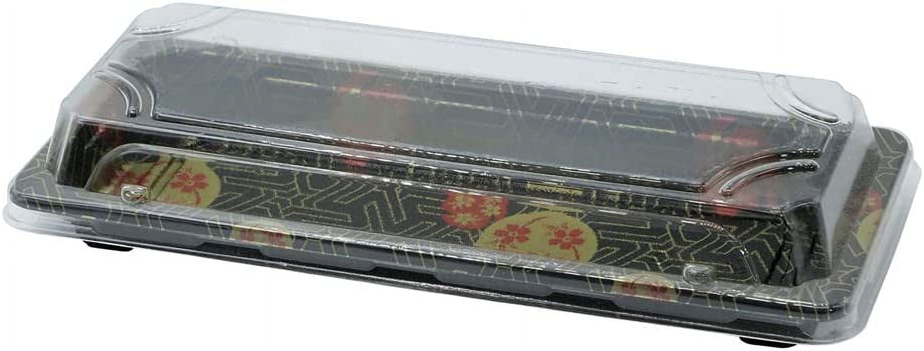 Small Black Sushi Trays with Lids 8.75 x 3.75 Inch - Disposable Sushi ...