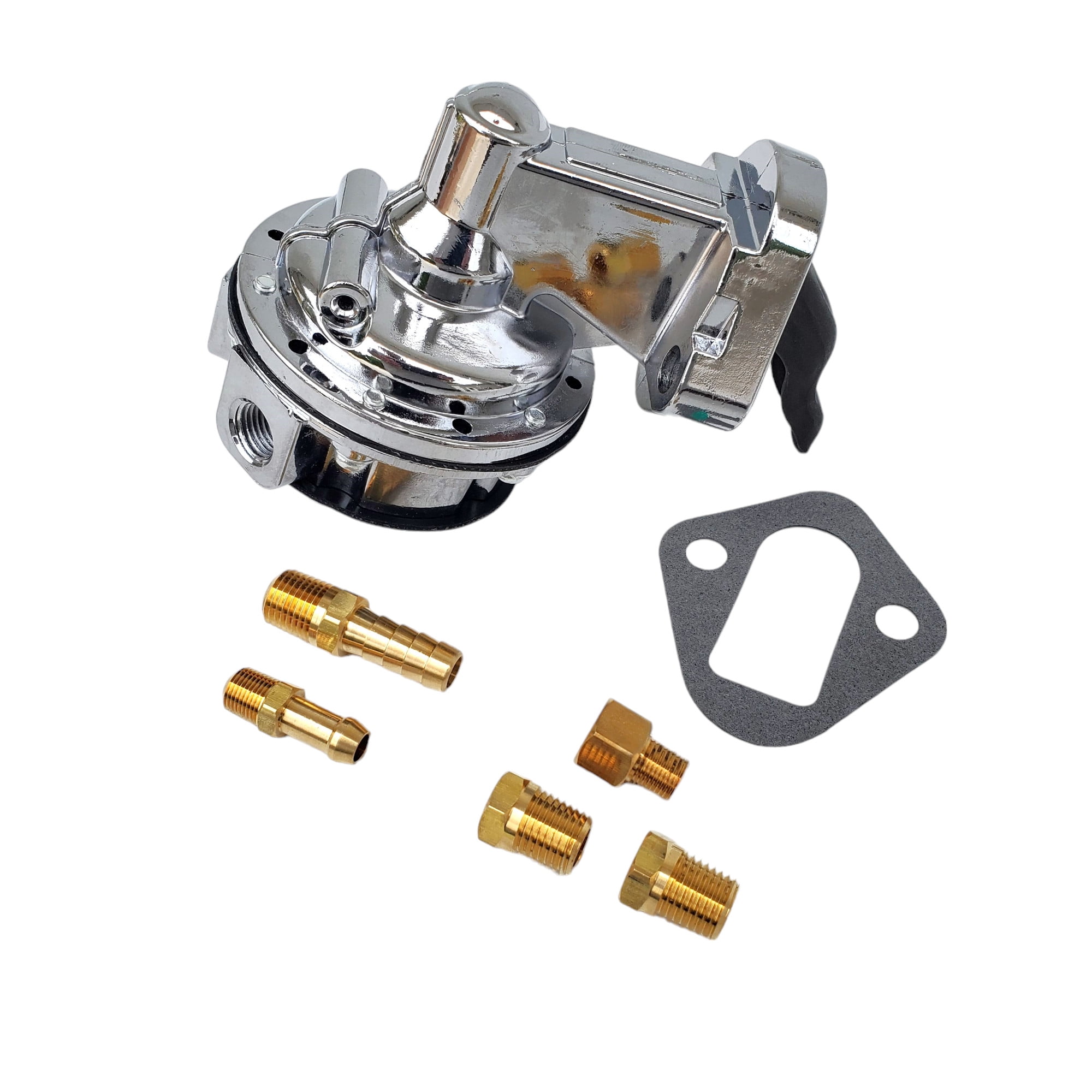Small Block Chevy Chrome Fuel Pump Mechanical High Volume 80 GPH SBC ...