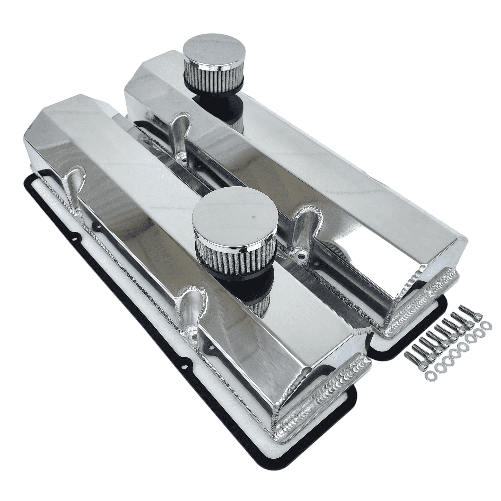 Small Block Chevy Polished Aluminum Fabricated Valve Covers With ...