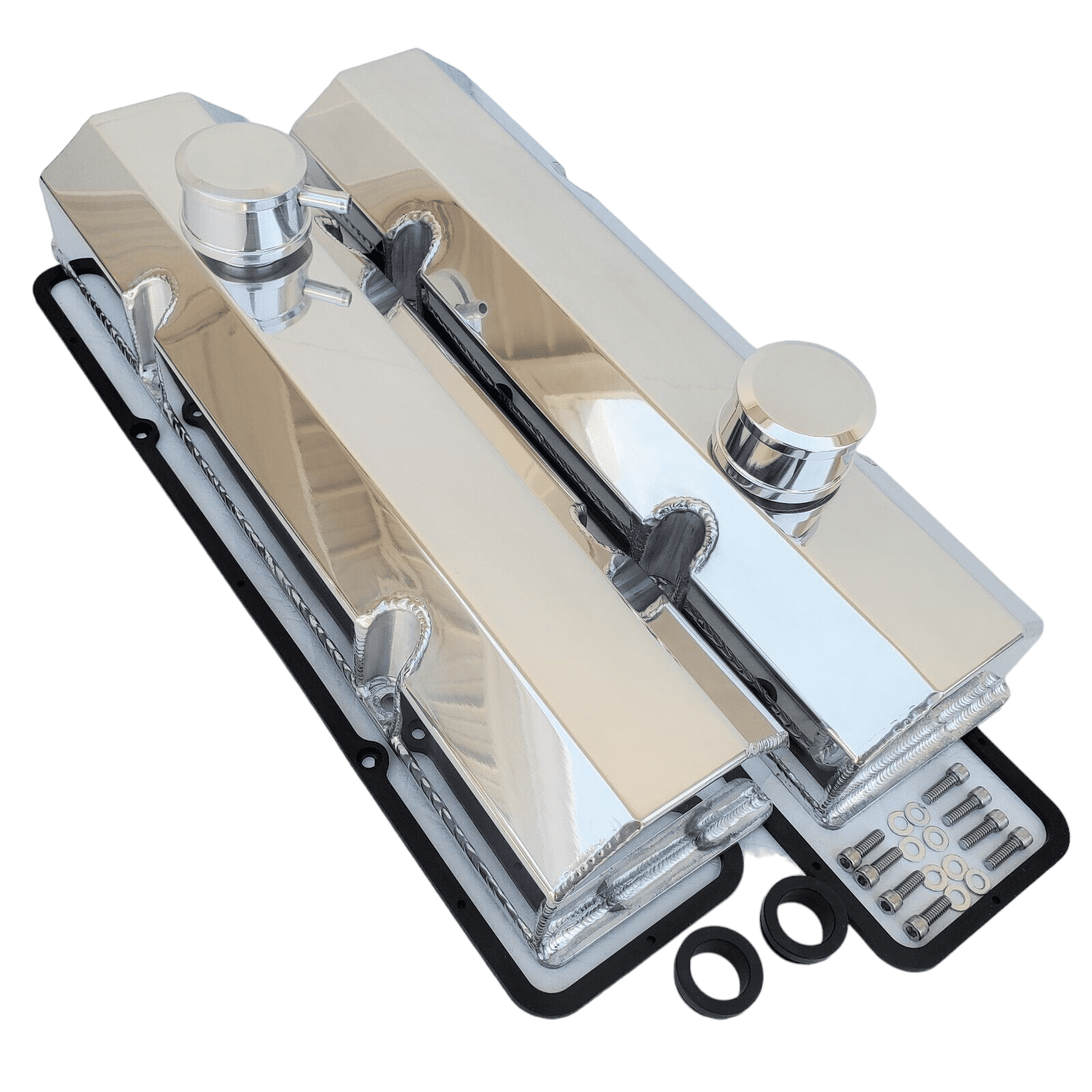 Small Block Chevy Polished Aluminum Fabricated Valve Covers With ...