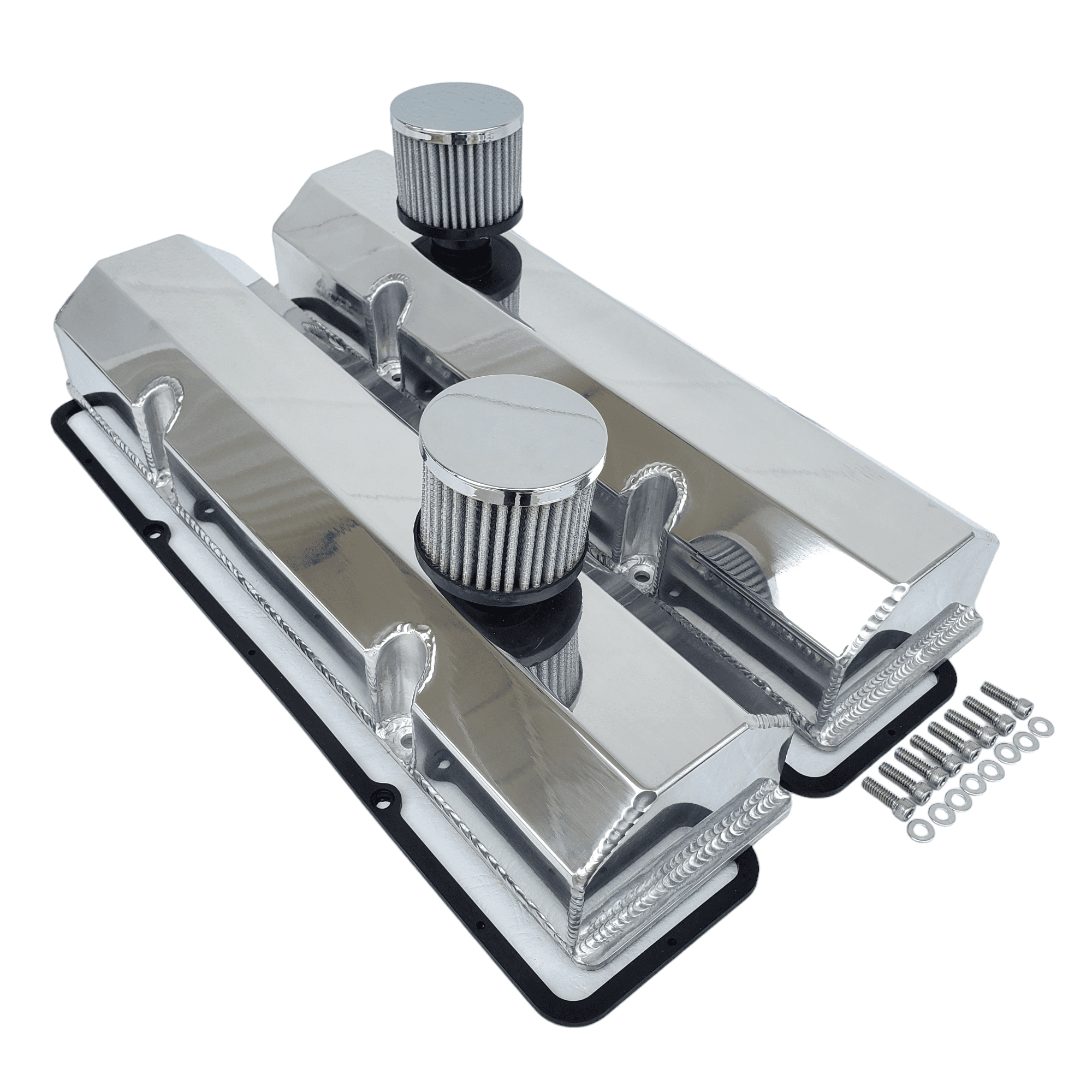 Small Block Chevy Polished Aluminum Fabricated Valve Covers With ...