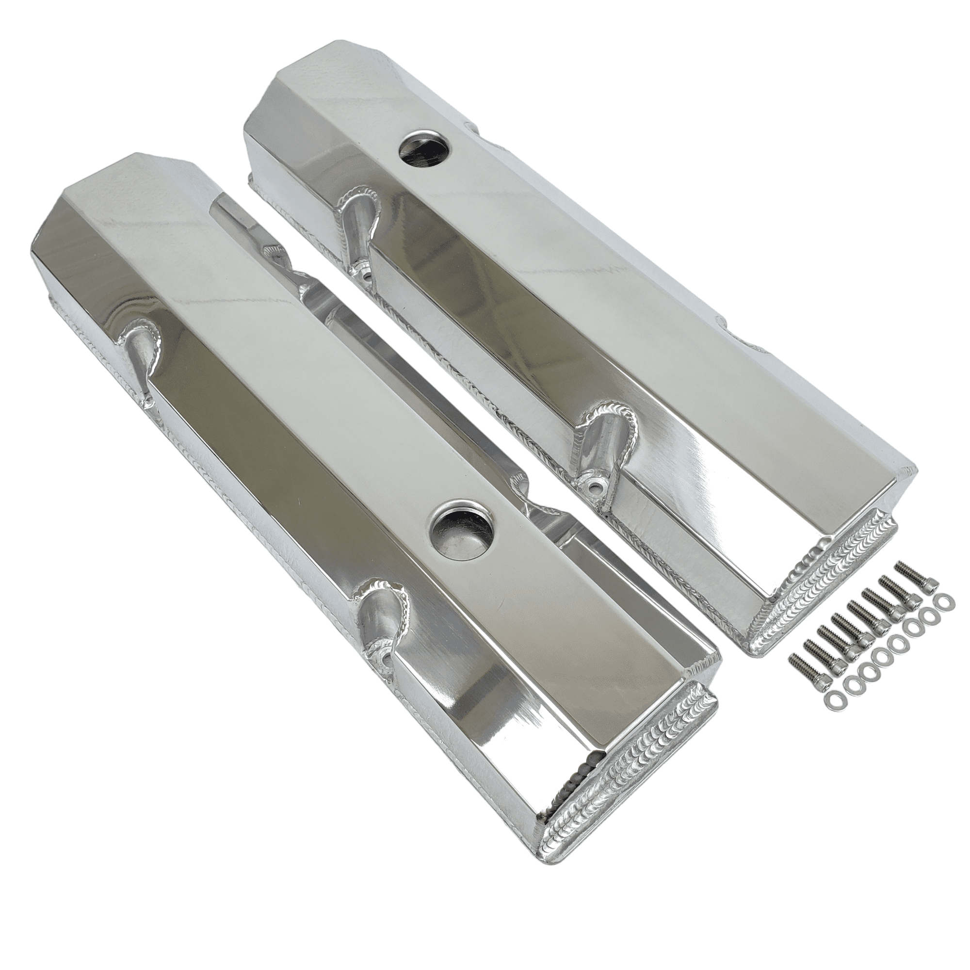 Small Block Chevy Polished Aluminum Fabricated Valve Covers --- 283 ...