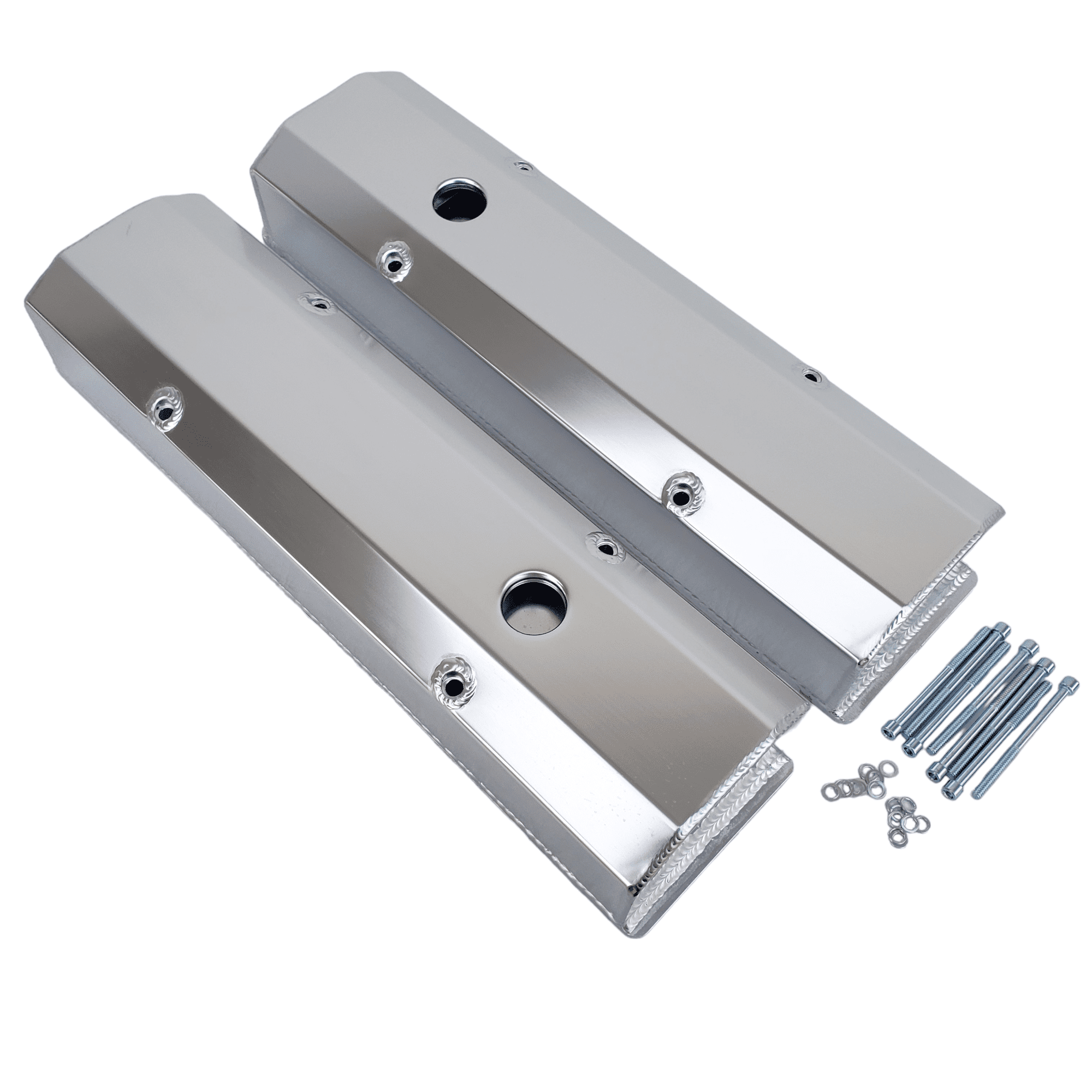 Small Block Chevy Satin Anodized Aluminum Fabricated Valve Covers ...