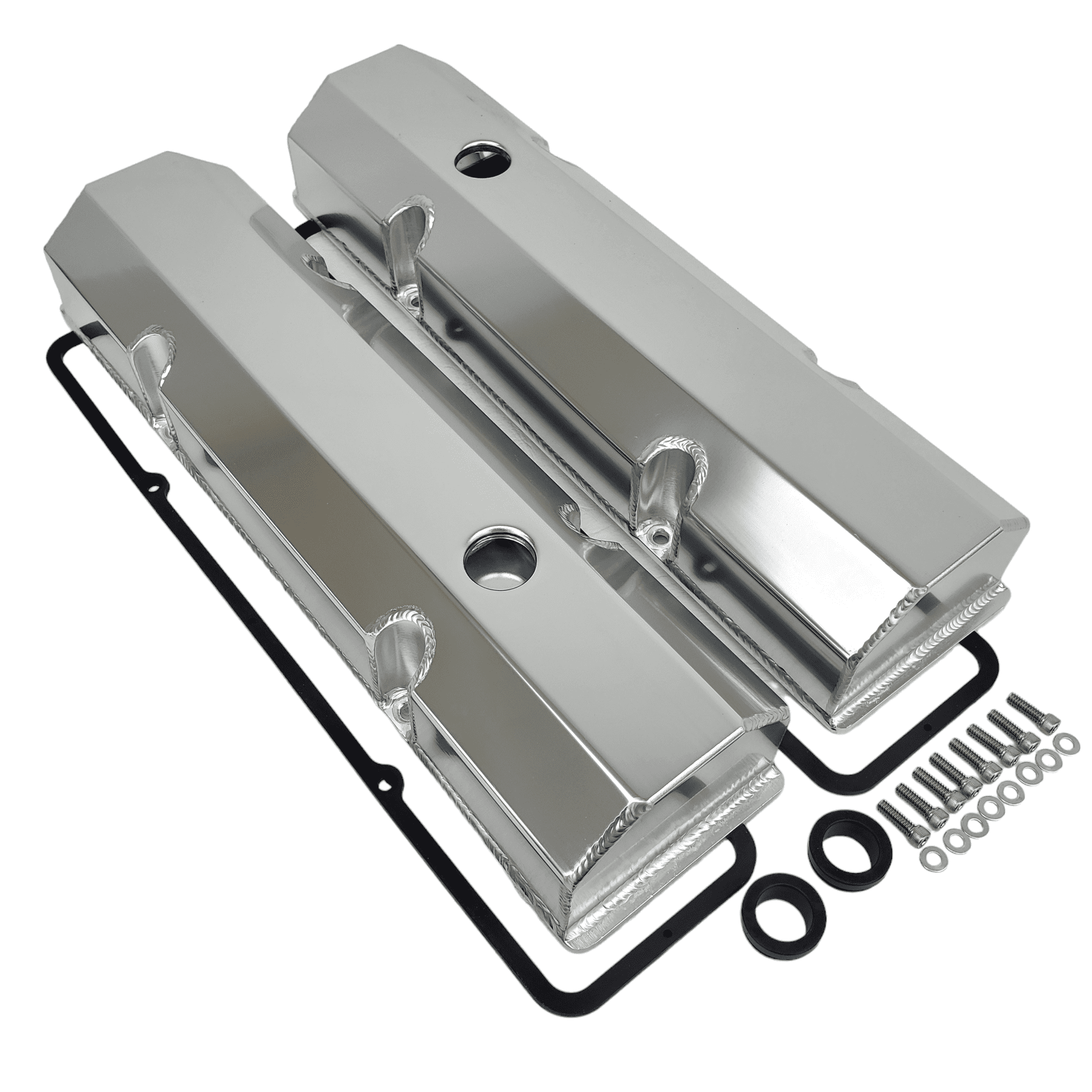 Small Block Chevy Satin Anodized Aluminum Fabricated Valve Covers With ...