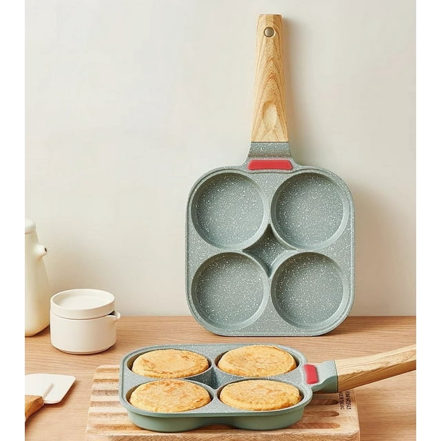 Small Blue Egg Pan, 4 Cup Nonstick Egg Pans, Aluminum Omelette ...
