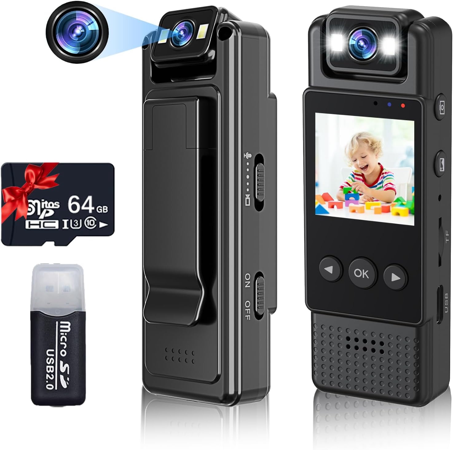 Small Body Camera with Audio and Video Recording 1080P 64G Handheld ...