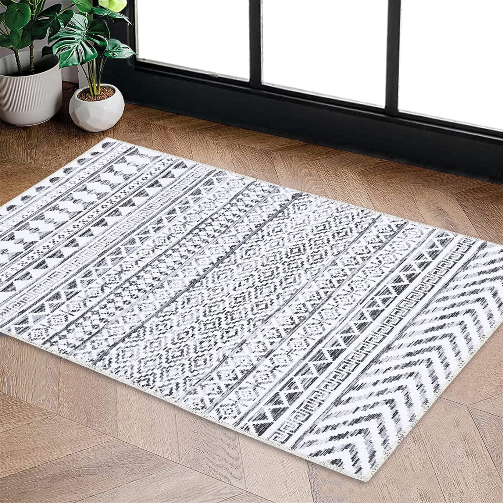 Small Boho Area Rug Indoor Throw Non-Slip Carpet Machine Washable Small ...