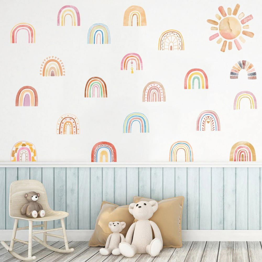 Small Boho Rainbow Wall Decals Peel and Stick, Self Adhesive Colorful ...