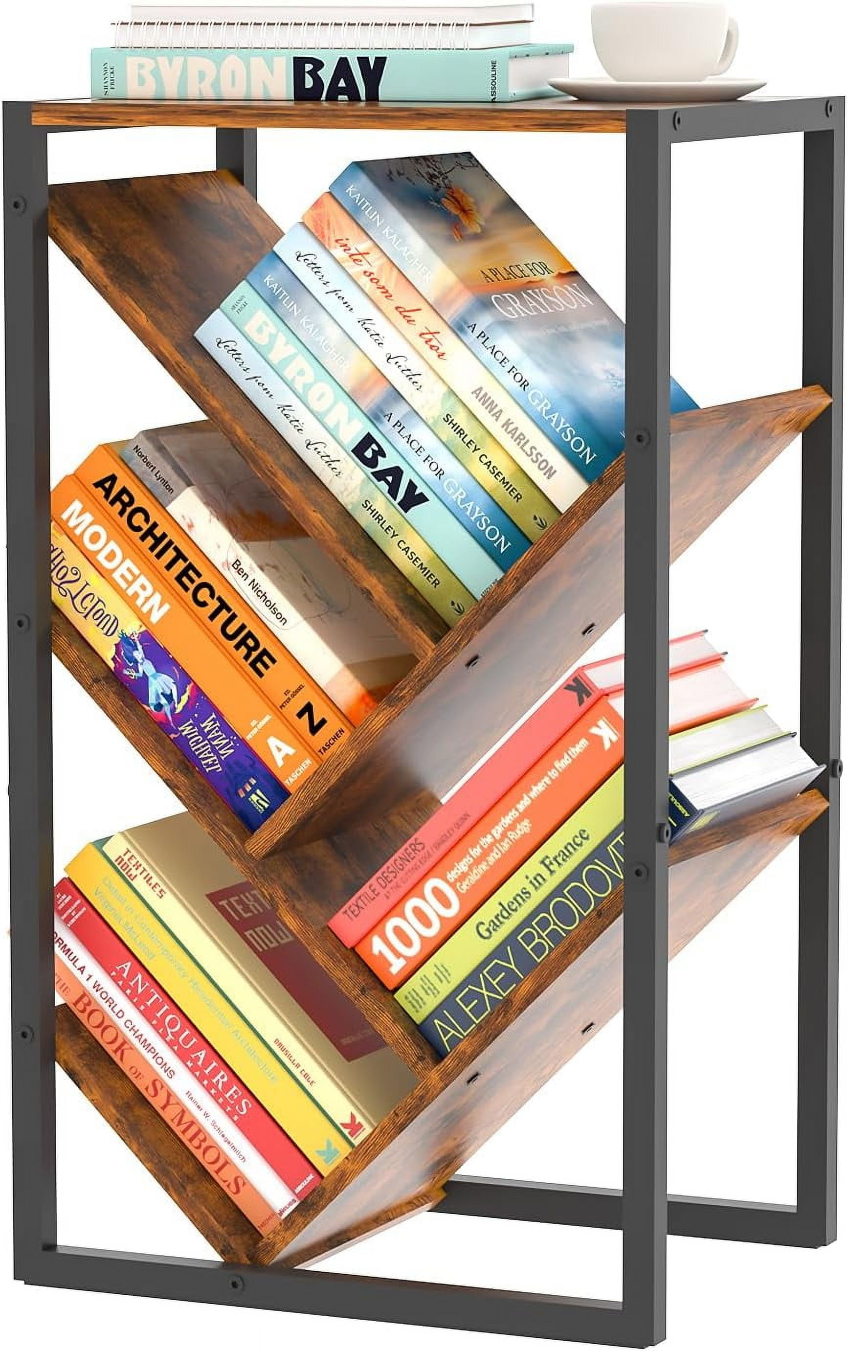 Small Bookcase - 5 Tier Tree Bookshelf with EVA Pads, Small Bookshelf ...