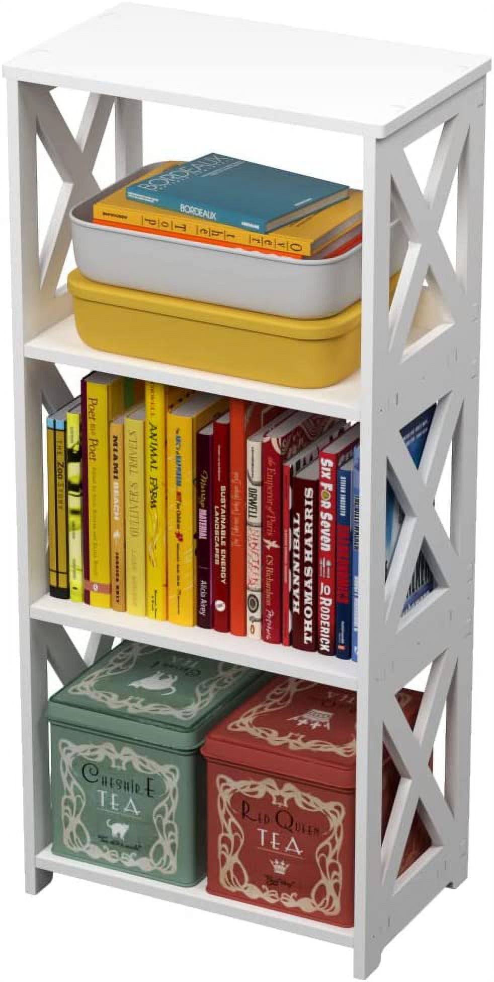 Small Bookcase Bookshelf - 4 Tier Bookshelves Organizer Storage Shelf ...