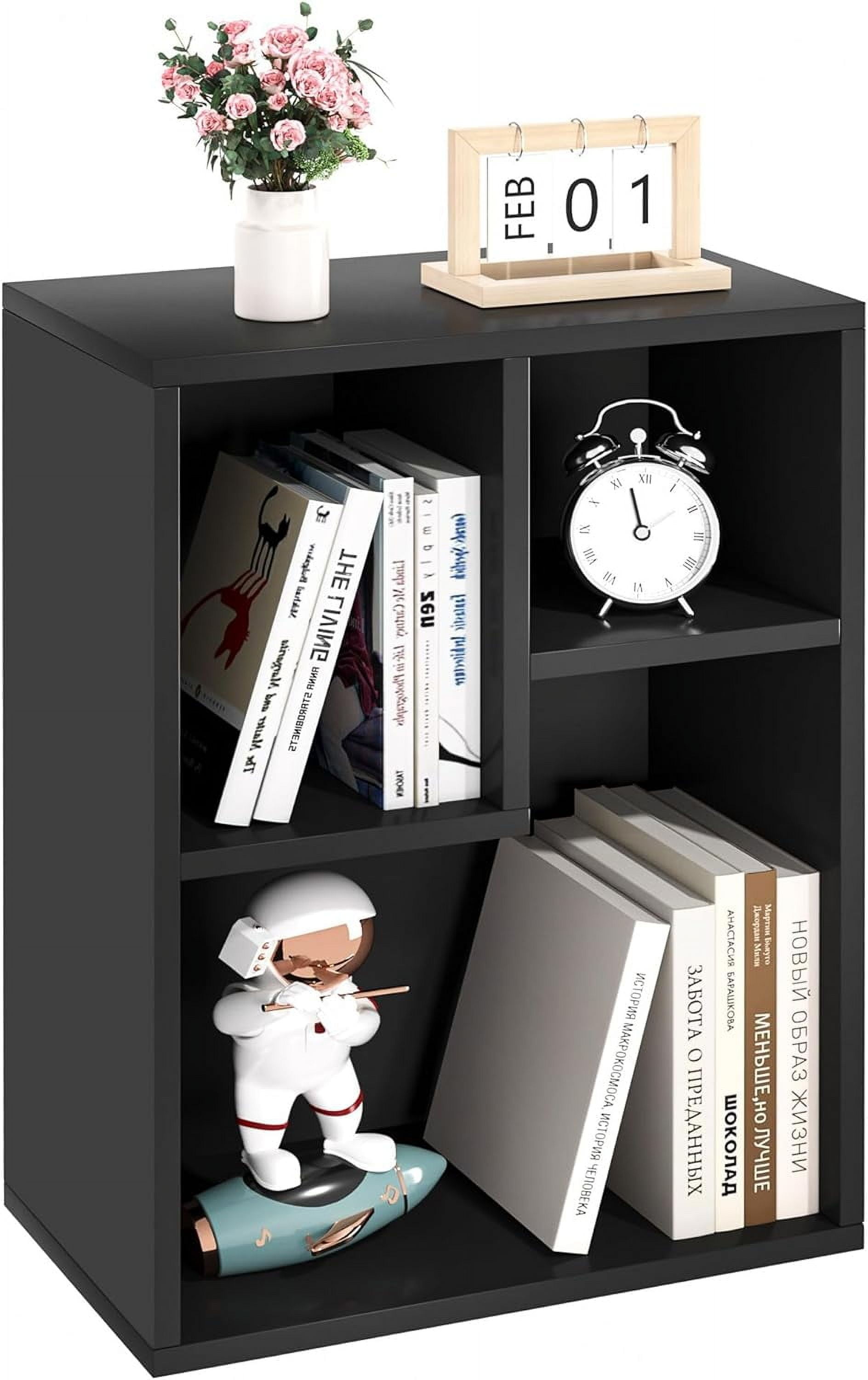 Small Bookshelf, 3 Cube Shelf, Fits Tallest Hardcovers, Horizontal ...