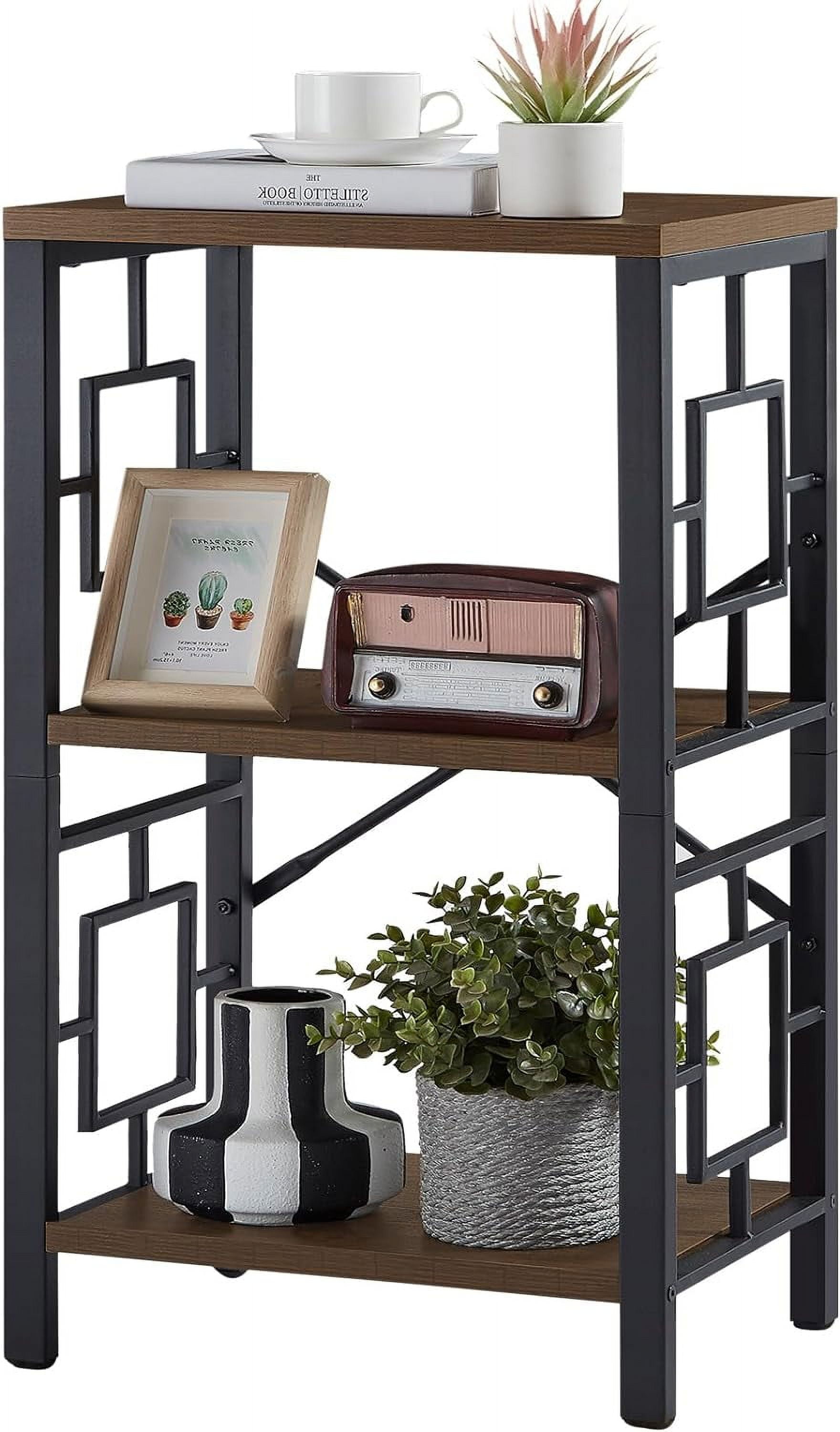 Small Bookshelf, 3 Tier Vintage Industrial Small Bookshelf for Small ...