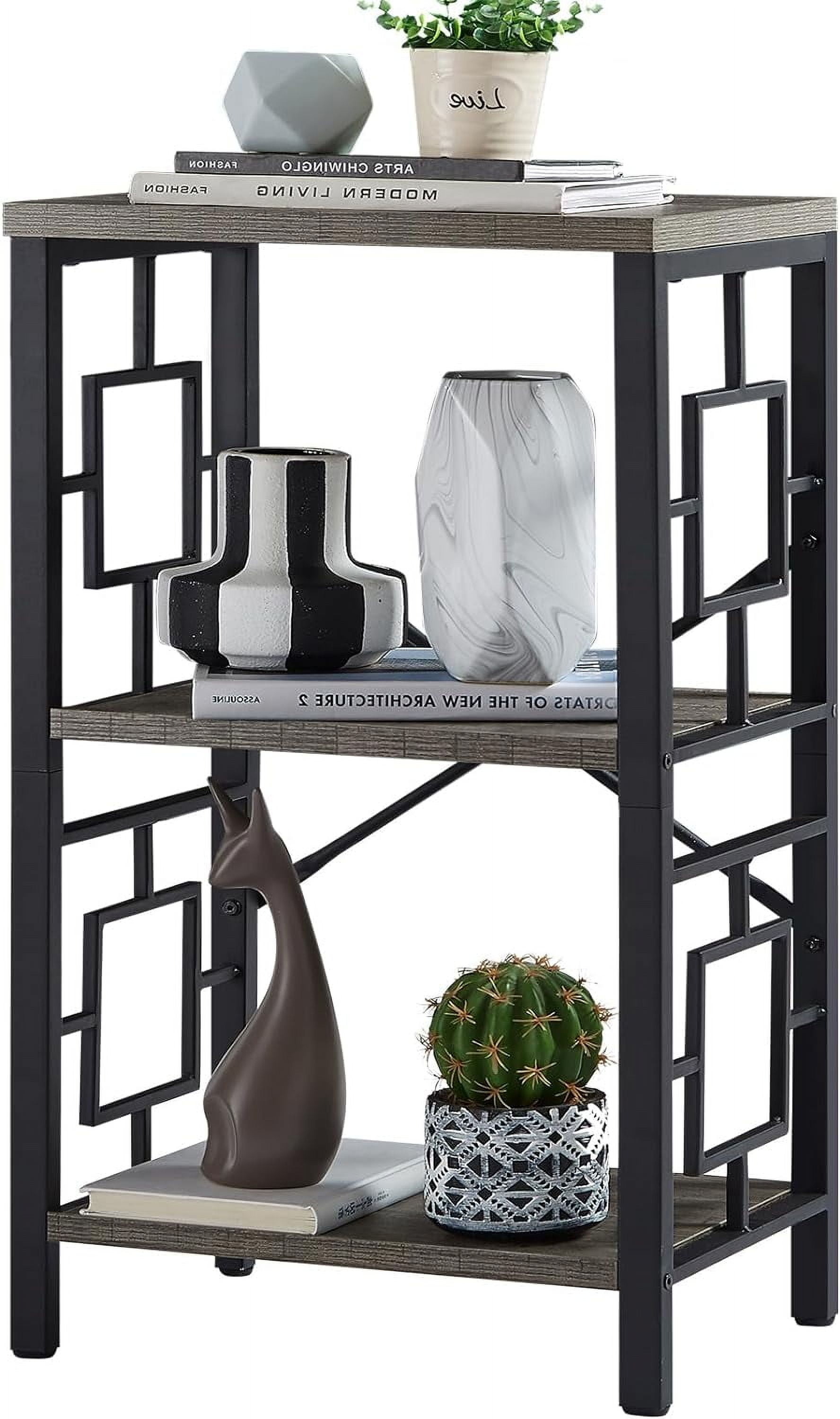 Small Bookshelf, 3 Tier Vintage Industrial Small Bookshelf for Small ...