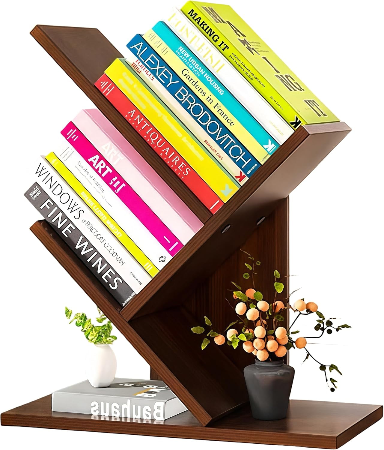 Small Bookshelf,Mini Book shelf,3 Tier Tree Book Shelf Storage for ...