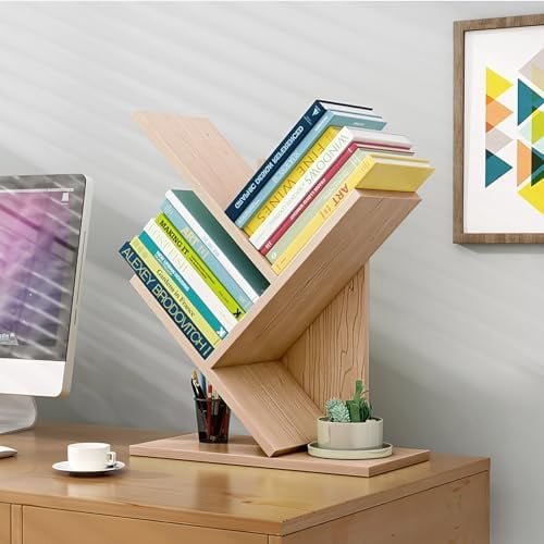 Small Bookshelf - Mini Desktop Bookshelf with Installation Tools ...