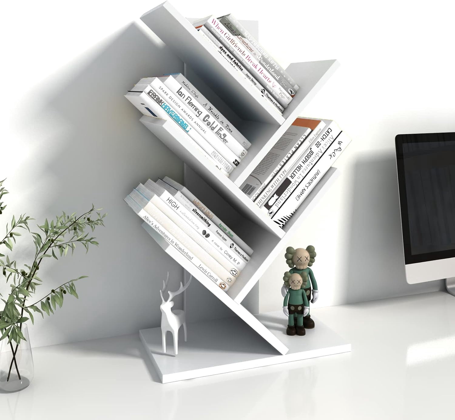 Small Bookshelf with Liting,5-Tier Desktop BookShelf LED for Office ...