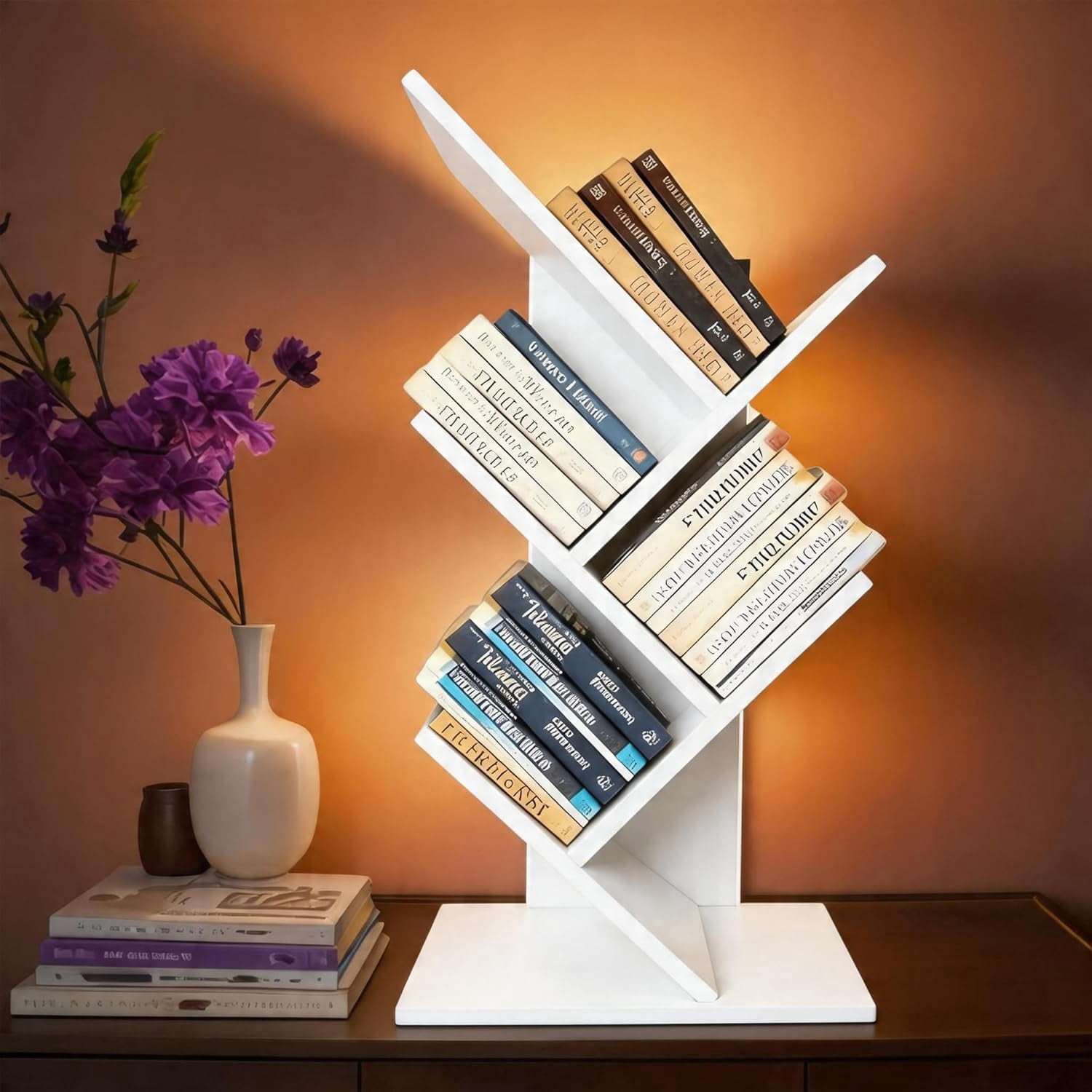 Small Bookshelf with Liting,5-Tier Desktop BookShelf LED for Office ...