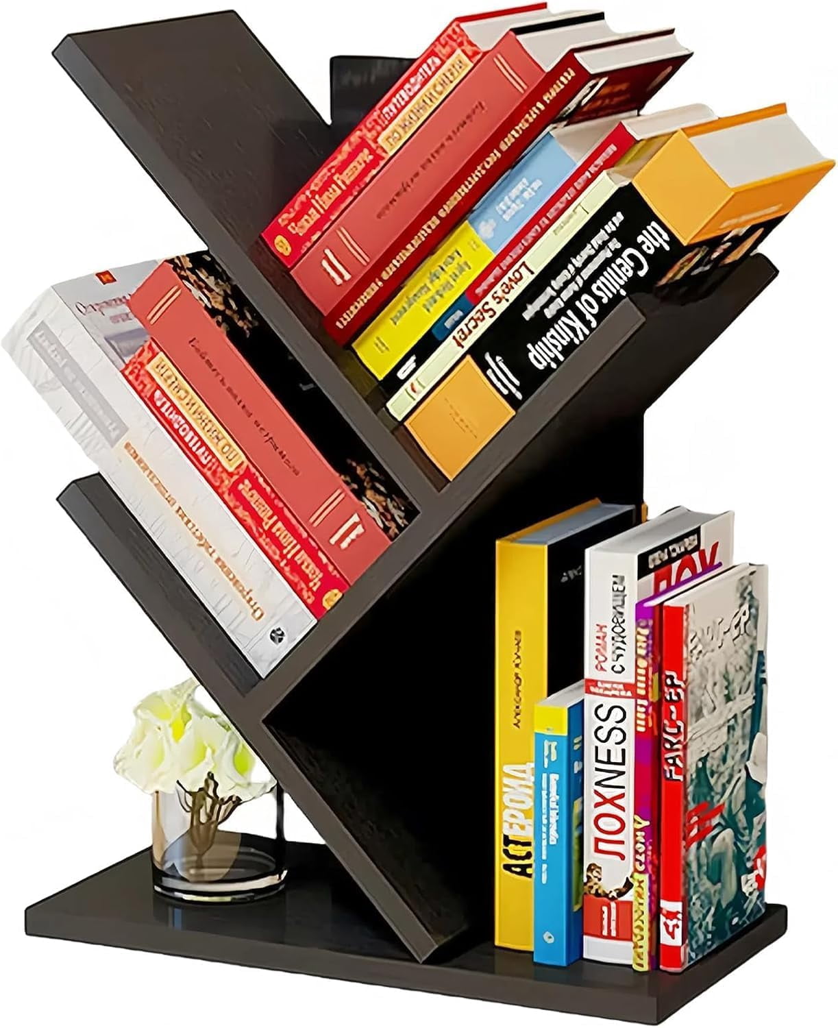 Small Bookshelf with Liting,5-Tier Desktop BookShelf LED for Office ...