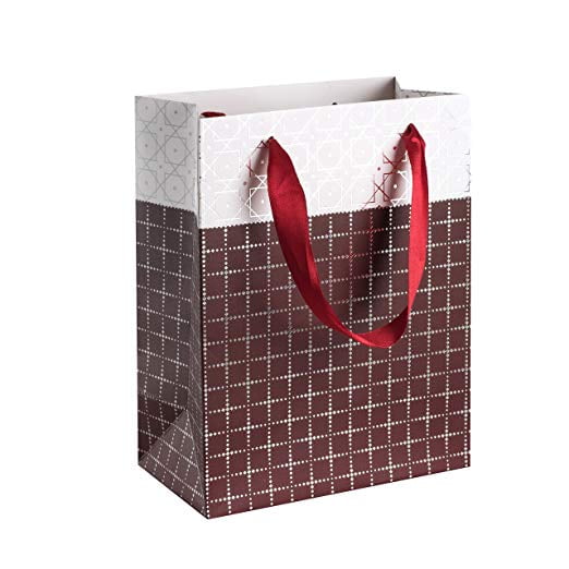 Small Box Design 9"X 7"X 4" Maroon Foil Stamped Gift Bags Set 24 Pack ...