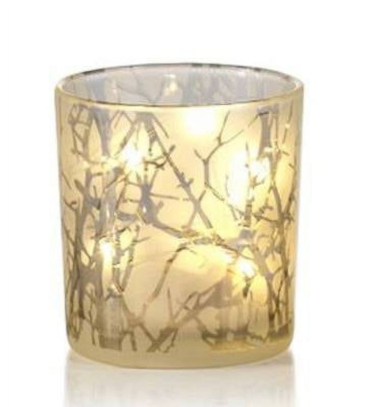 Small Branch Etched LED Glass Hurricane by Zodax - Walmart.com