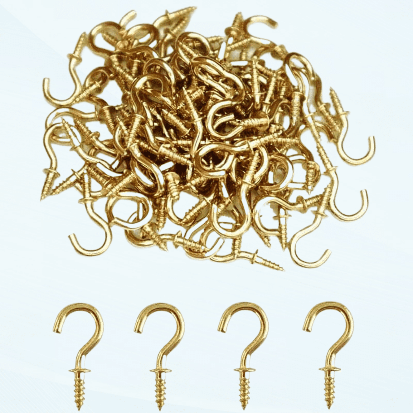 Small Brass Ceiling Hooks 1/2'' Screw-in Light Hooks Gold Hanging Cup ...