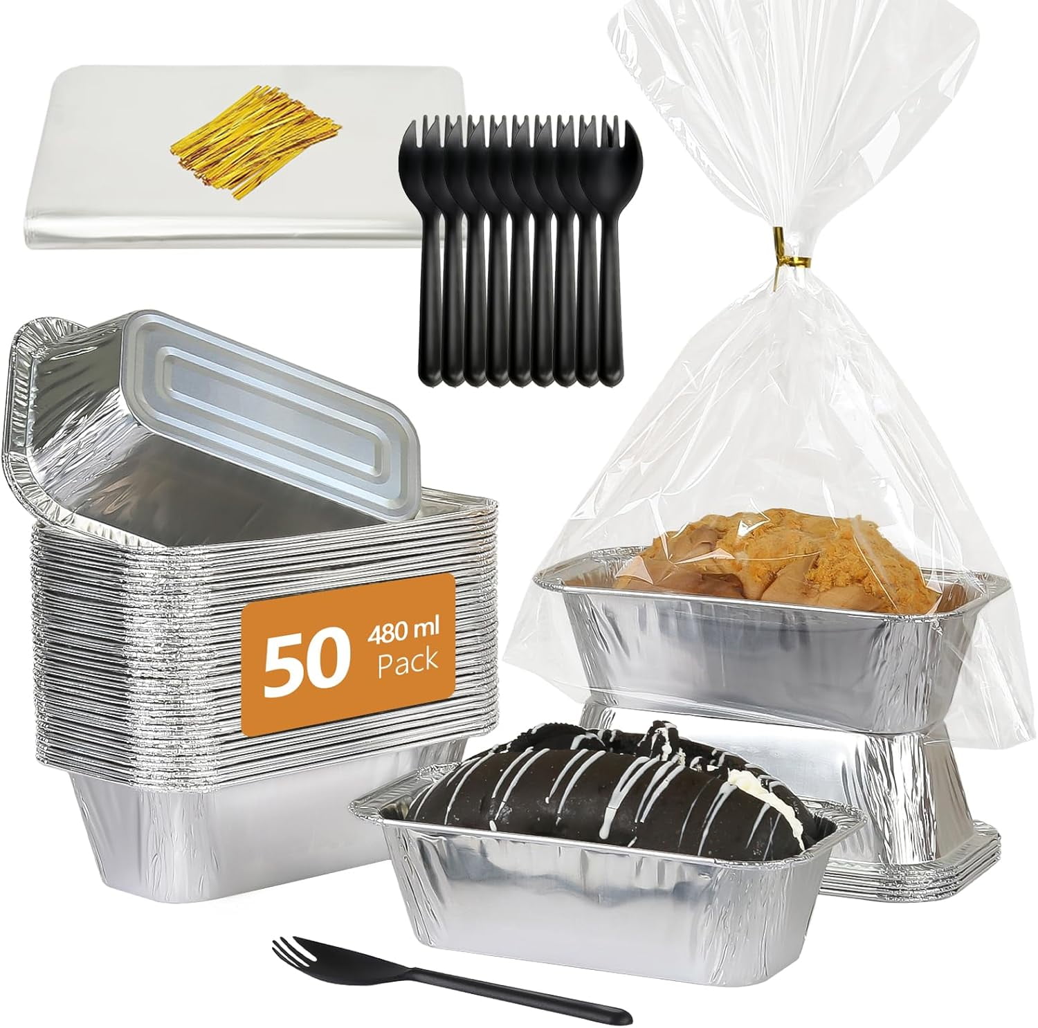 Small Bread Loaf Pans 50 Pack, 1 Lb Foil Mini Loaf Pan Small Cake Tins ...