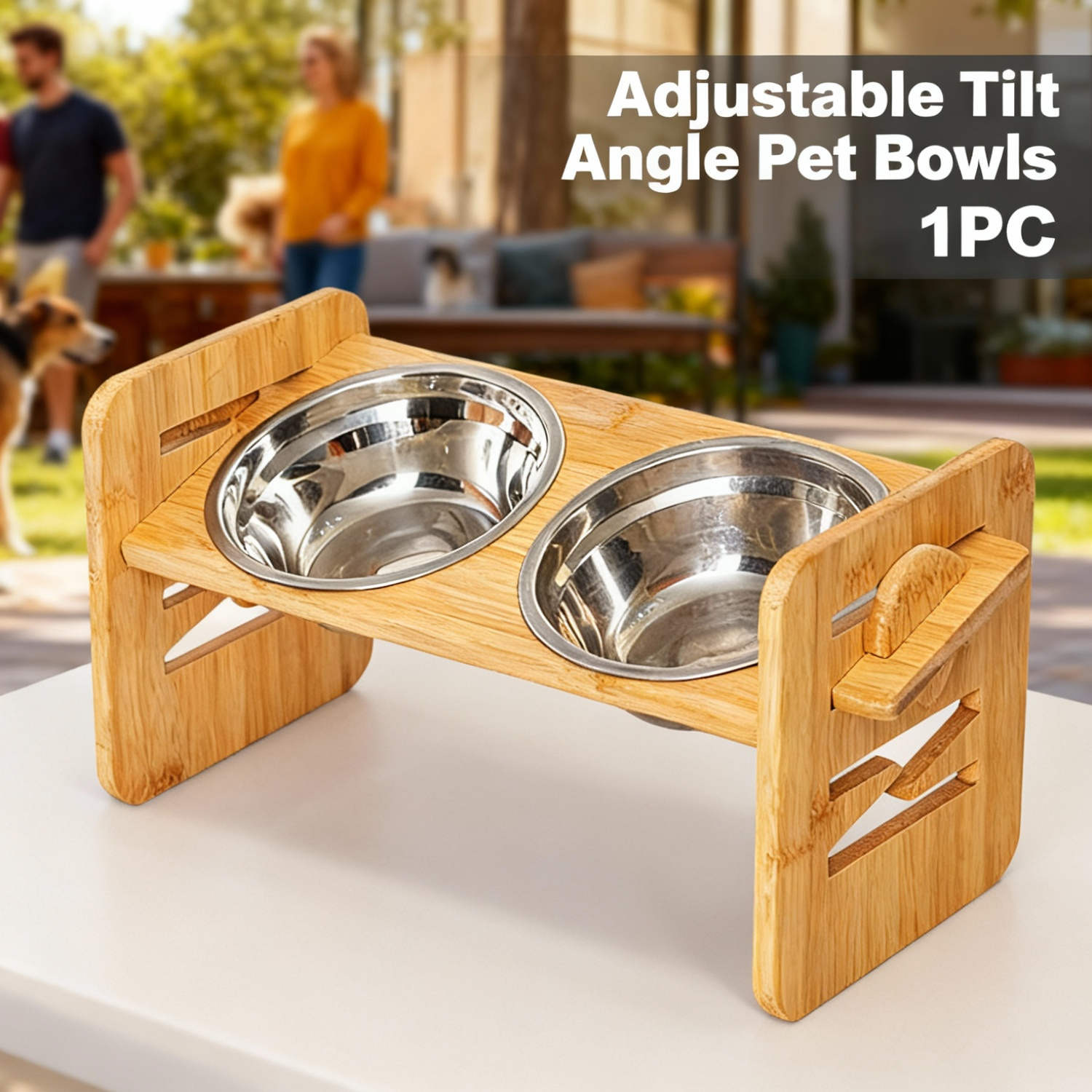 Small Breed Elevated Dog & Cat Bowls with Angle Adjustment,Stand with 2 ...