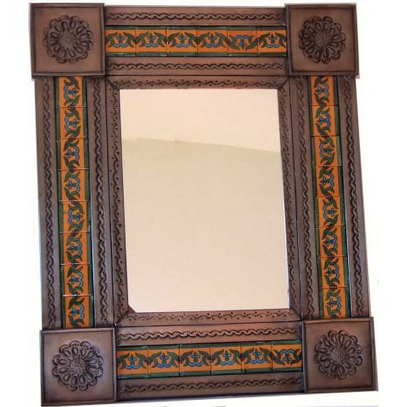 Small Brown Yellow Liz Tile Mexican Mirror - Walmart.com