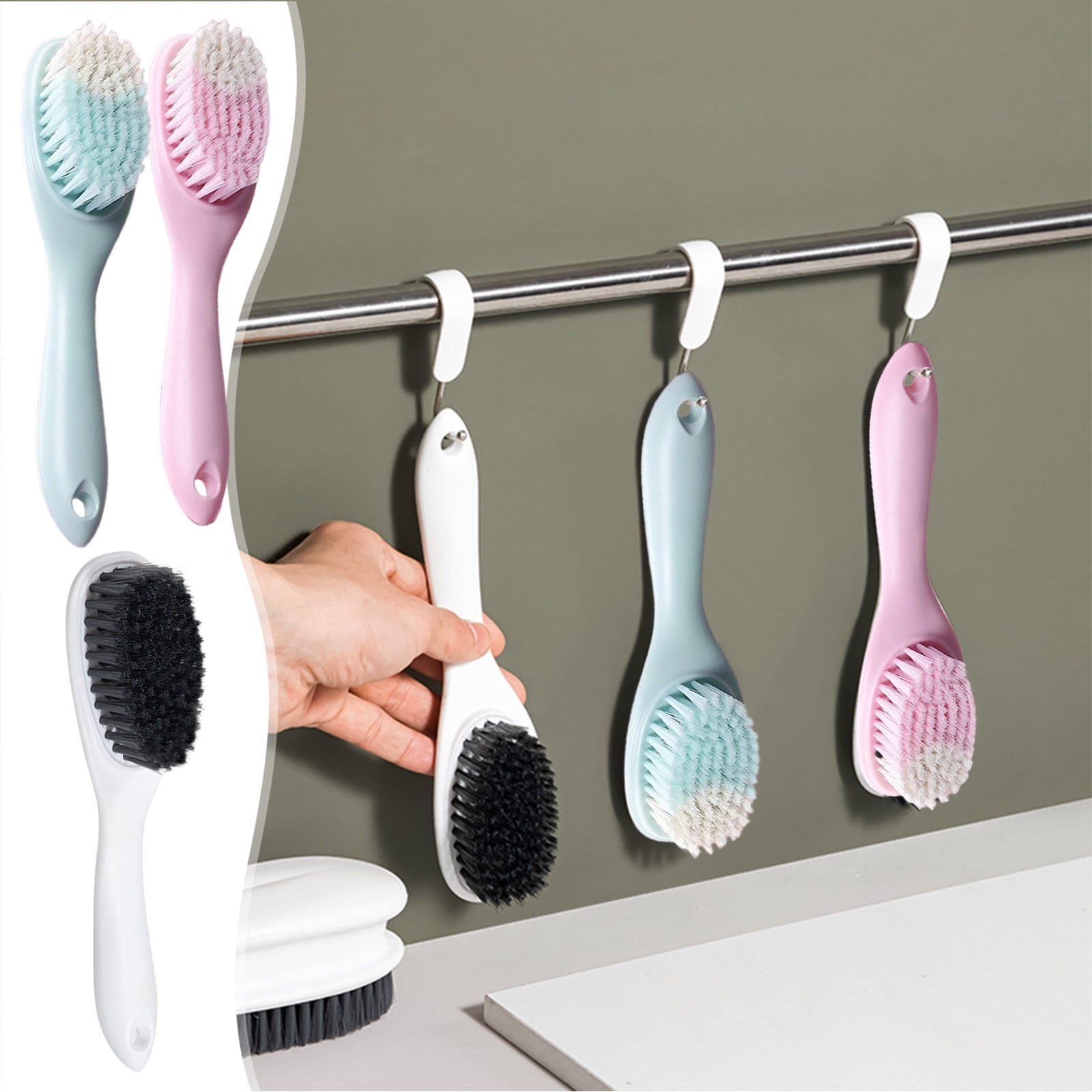 Small Brushes for Cleaning, Stiff Bristle Scrub Brushes with Long ...