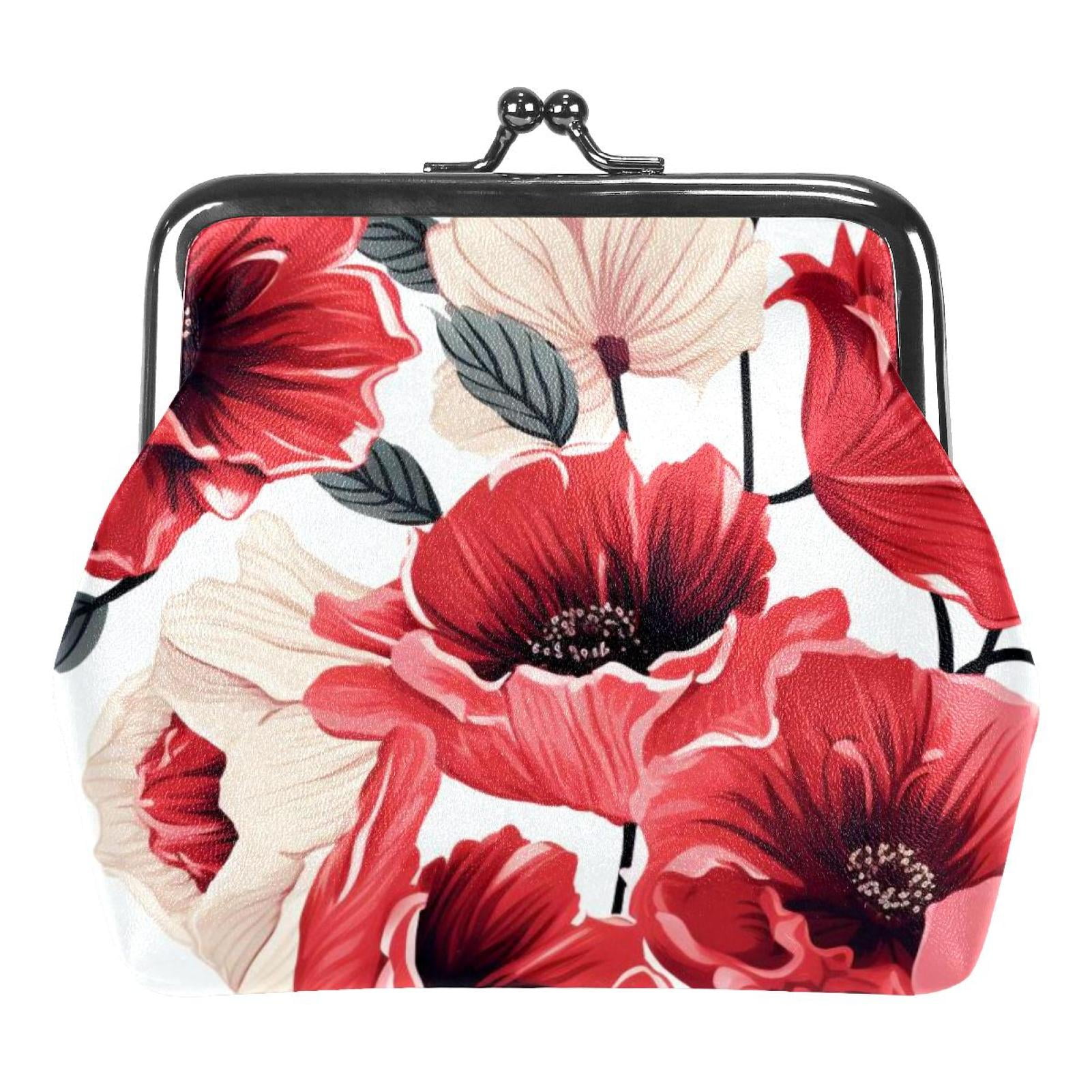 Small Buckle Coin Purse Floral Flower Pouch Kiss-lock Clasp Change ...