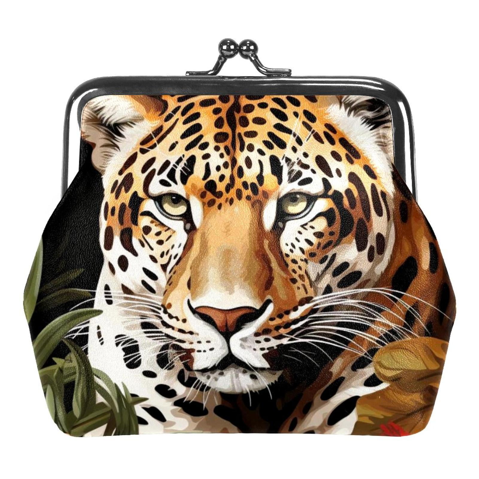 Small Buckle Coin Purse Leopard Pouch Kiss-lock Clasp Change Purse ...