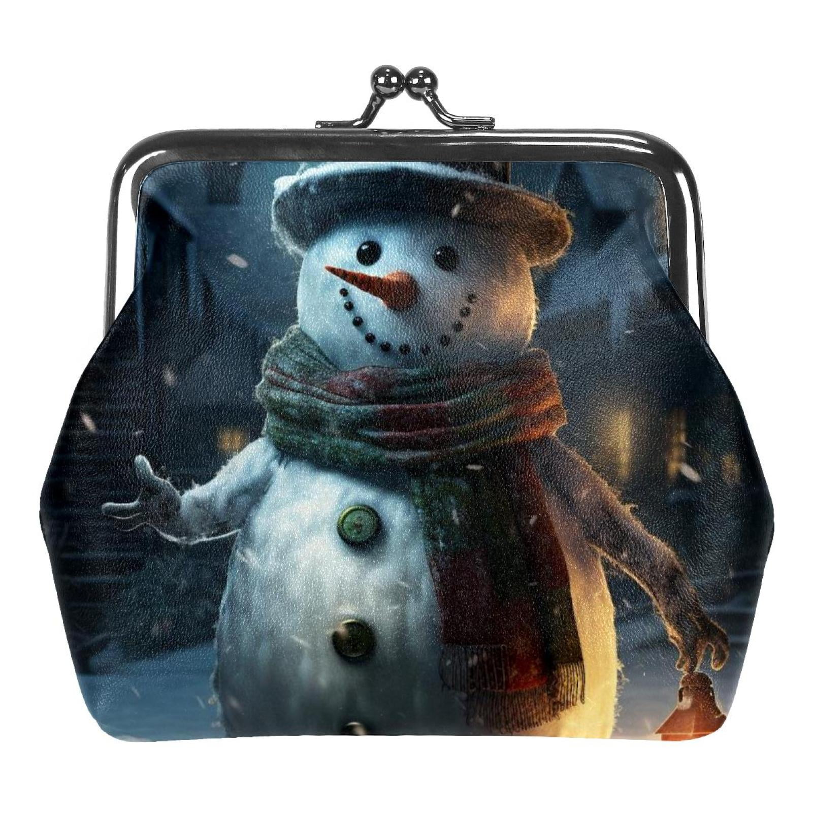 Small Buckle Coin Purse Retro Christmas Snowman Pouch Kiss-lock Clasp ...