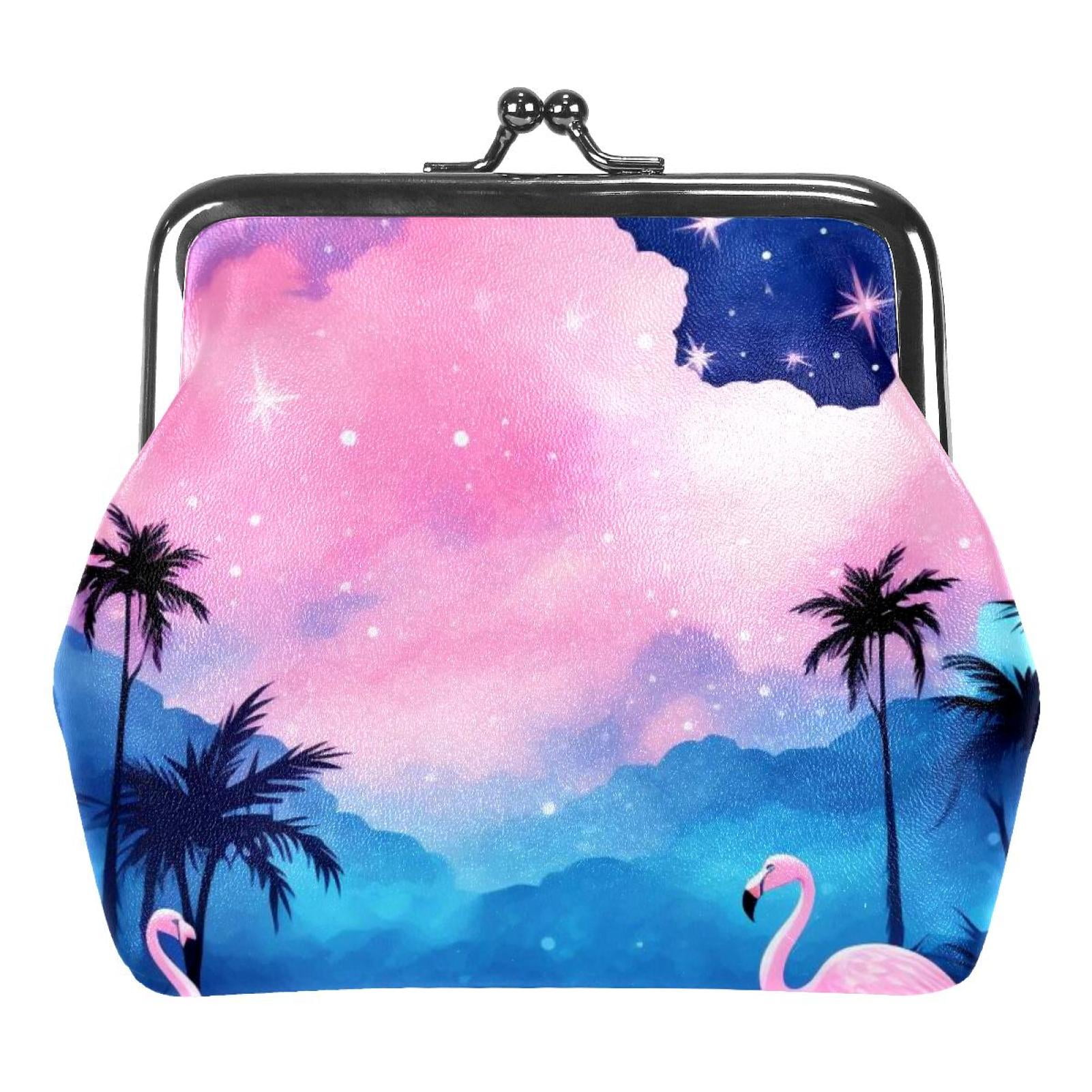 Small Buckle Coin Purse Starry Flamingos Pouch Kiss-lock Clasp Change ...